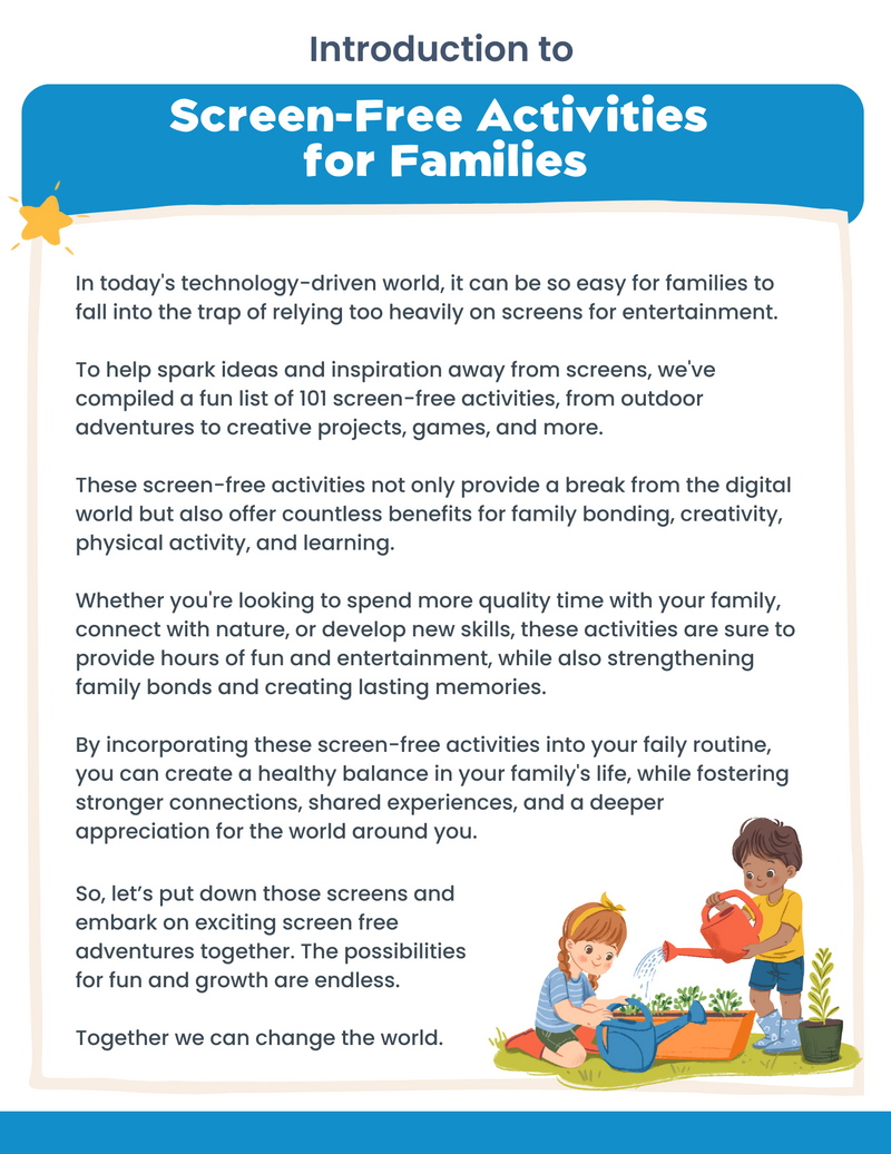 101 Screen Free Activities for Families (PRINTABLE PDF) - Alphabet For ...