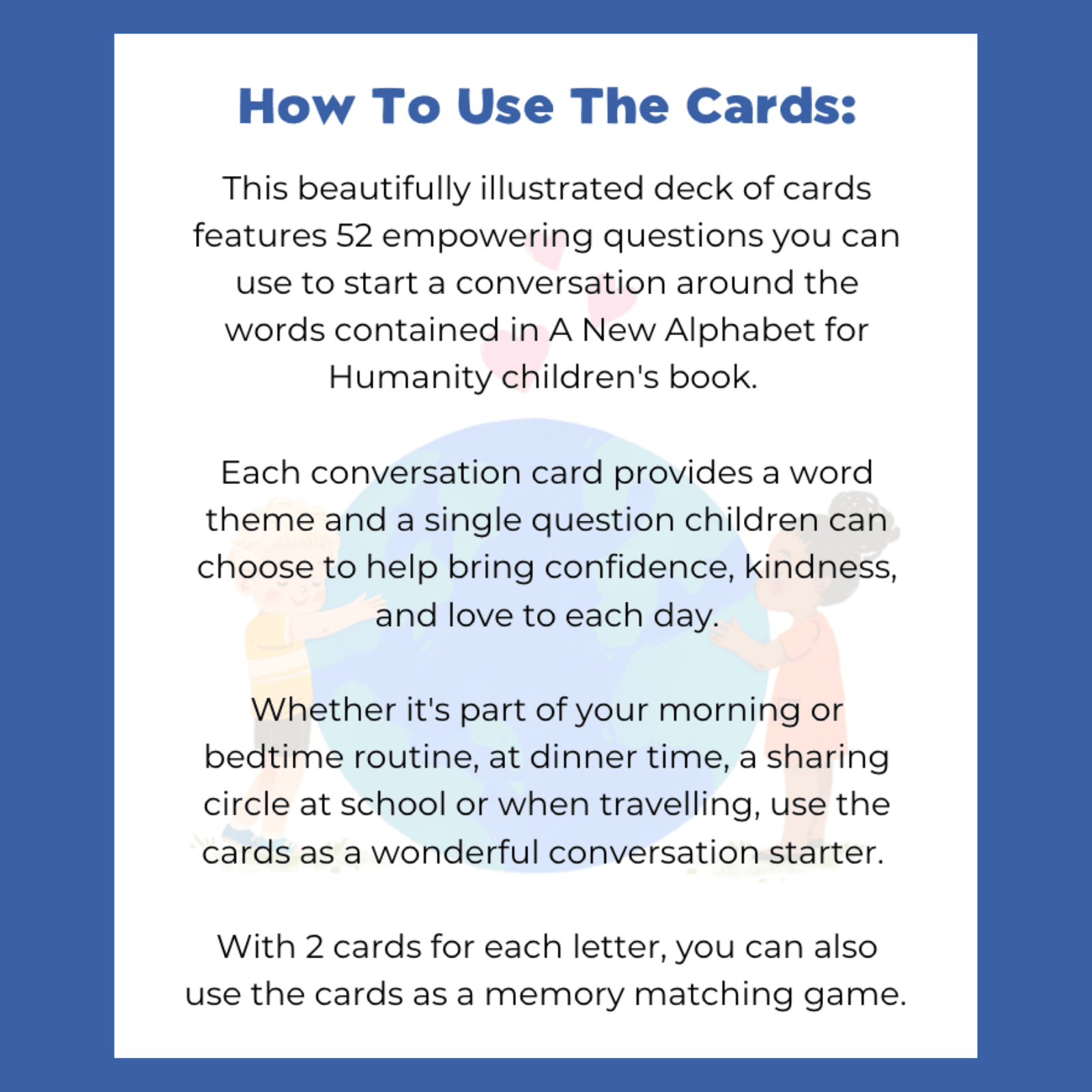 Best Selling Book and Conversation Cards - Alphabet For Humanity